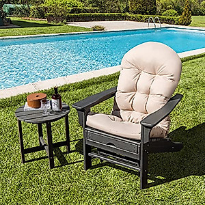 Giantex Patio Adirondack Chair Cushion - 49” x 23” High Back Rocking Chair Cushion w/Fixing Straps, Durable & Fade Resistant, 5” Thick Tufted Seat Pad for Indoor & Outdoor Chairs (Beige, 1)