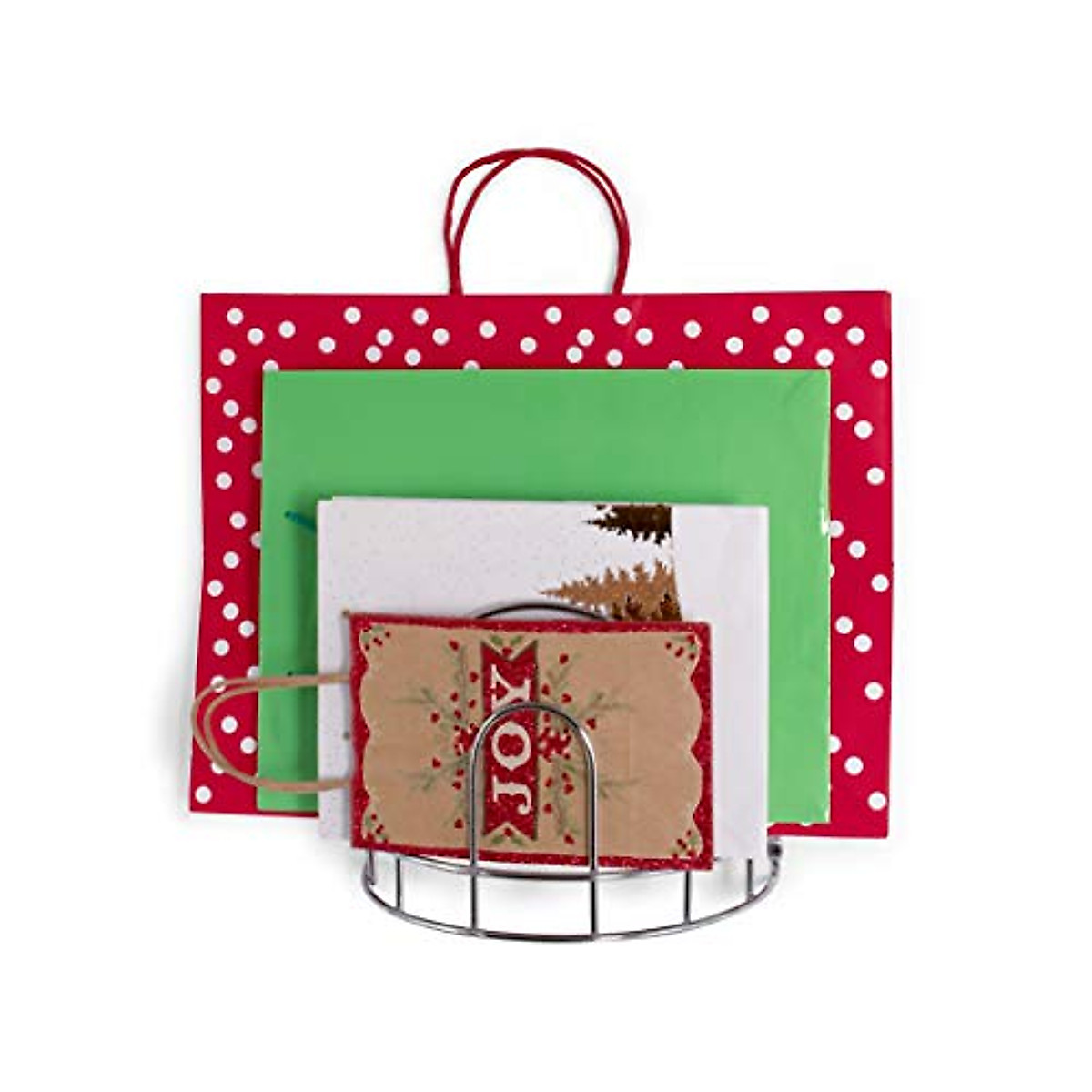Spectrum Diversified Paper Holder & Organizer, Wall Mount or Countertop Display Perfect for Gift Bags & Wrapping Stations, Grocery Bag Holder, Sponge Cradle, Chrome