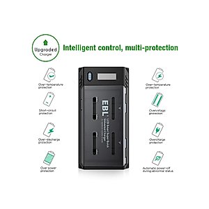 EBL C Size Rechargeable Batteries (2 Pack) and D Rechargeable Batteries (2 Pack) with Upgraded LCD AA AAA C D 9V Battery Charger with 2 USB Port & Discharge Function