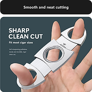 roygra Cigar Cutter 2 Pack, Stainless Steel Double Blade Guillotine (Silver)