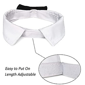 Bowtie for Dog, KOOLMOX Dog Bow Tie Collar Black, Adjustable White Dog Tuxedo Collar with Black Dog Neck Bow Tie for Medium Large Boy Dog Wedding Formal Tuxedo Suit Tux Outfits Birthday Costumes