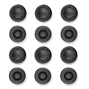 VizGiz 12 Pack Universal Thumbstick Grips PS4 Thumb Grip Analog Stick Covers Joystick Controller Cap Silicone Precision Rubber for PS4 Xbox ONE Xbox 360 PS3 PS2 Pro Slim Lite Dualshock WII U Black
