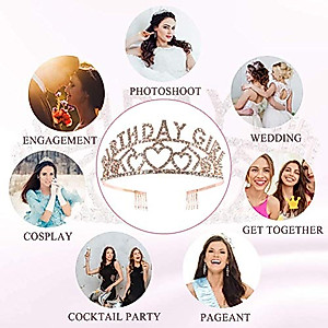 AOPRIE Gold Birthday Crowns for Women Tiaras for Women Crowns for Girls Rhinestone Crystal Decor Headband