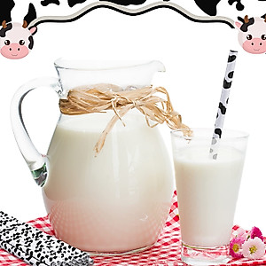 25 Pcs Cow Party Supplies Straws Farm Birthday Party Supplies Paper Straws Cow Print Drinking Black and White Straws for Kids Birthday Farm Theme Party Baby Bridal Shower Decorations