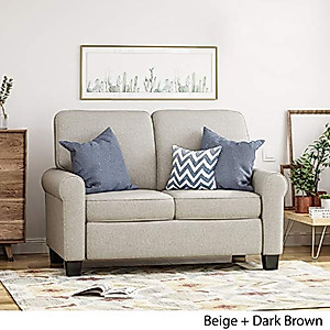 GDFStudio Denise Loveseat, Mid-Century Modern, Minimal, Beige