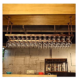 WXXGY Modern Minimalist Creative Wine Glass Holder Upside Down Household Goblet Holder Hanging Bar Wine Rack European Wine Glass Holder/Brown/120X35Cm