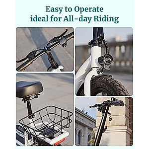 Gotrax Astro Electric Scooter with Seat, 14" Pneumatic Tire and 19 Miles Range&15.5Mph Power by 350W Motor, Comfortable Rear Dual Shock Absorption&Wider Seat, EBike with Carry Basket for Adult White