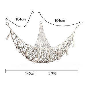 Stuffed Animal Toy Storage Hammock, BetterJonny Toy Hammock Macrame Stuff Animal Storage Corner Hanging Net Holder with Hanging Hardware for Plush Toys Kids Bedroom Décor 55 inch