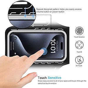 iPhone 15 Pro Max, 14 Pro Max Armband, JEMACHE Gym Workouts Running Phone Arm Band for iPhone 15/14 Plus, 15/14/13/12/11 Pro Max with Airpods Holder (Black)