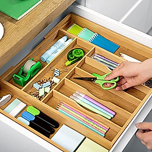 ROYAL CRAFT WOOD Expandable Silverware Drawer Organizer with Small Drawer Dividers