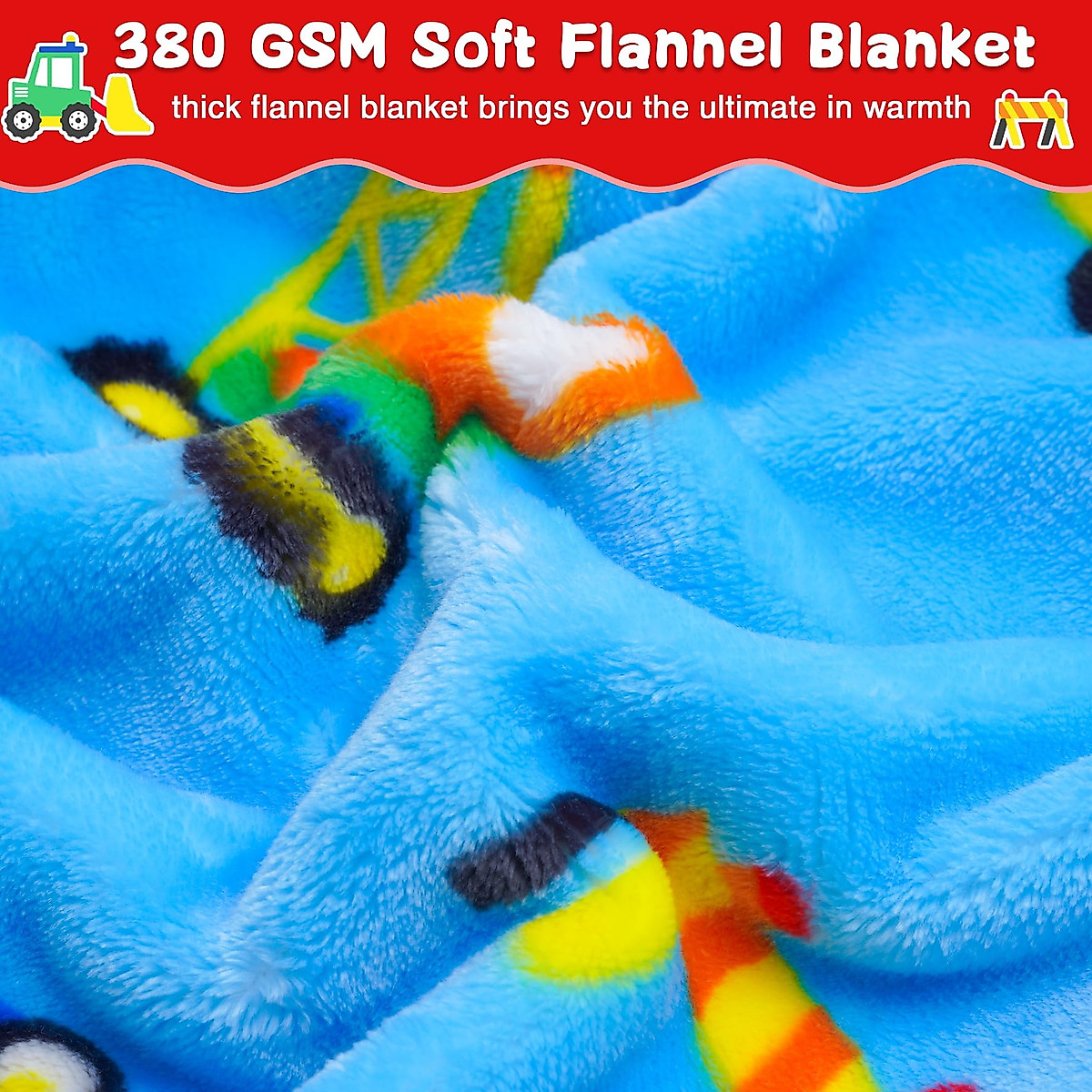 Lukeight Toddler Blanket for Boys and Girls, Plush Thick Kids Baby Blanket for Crib Stroller, Birthday Gifts for Teens (Construction, 50x60 Inches)