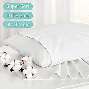 TILLYOU Toddler Bed Pillow with Pillowcase, Ergonomic Cotton Baby Pillow for Sleeping,Kids Travel Pillow with Case, 13”x18”, White
