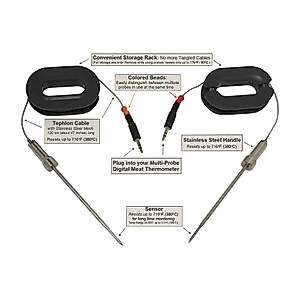 Best Digital Meat Thermometer, Max 6-Probe Smart Bluetooth Wireless Remote Thermometer 300 Feet Away w/Phone APP Alarm/Timer, 4 Stainless Steel Probes for Kitchen Oven, BBQ Grill, Smoker