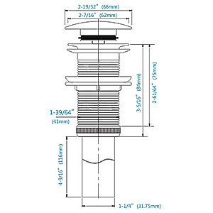 TRUSTMI Brass Pop Up Bathroom Sink Drain Strainer Stopper no Overflow Hole Kitchen Basin Sink Bottle Trap Drainer, Brushed Gold