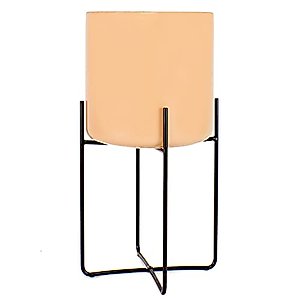 Bees & Buds Tall Metal Plant Stand Indoor - 10 inch Black Iron Outdoor Plant Stands - Mid Century Modern Iron Plant Stand - Flower Planter Holder - EXCLUDING Plants Pot