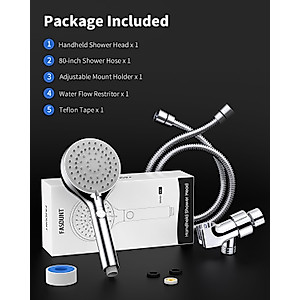 FASDUNT Shower Head with Handheld, High Pressure Handheld Shower Head with 80" Extra Long Stainless Steel Hose & Adjustable Bracket, Showerhead with ON/OFF Switch for Pets Bath