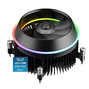 Vetroo Shadow Low-Profile CPU Cooler, 90mm Addressable RGB & PWM Fan, Premium Aluminum Fins 95W TDP Air Cooler for Intel LGA 1200/115X