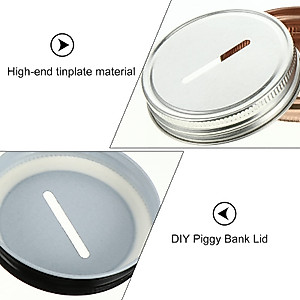 FOMIYES 25Pcs 6 Colored Piggy Bank Lids Jar Coin Bank Lid Metal Coin Slot Piggy Bank Lid Insert for Mason, Ball, Canning Jars (Gold, Silver, Black, Rose Gold, Blue)