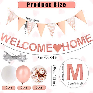 TBoxBo 15 Pcs Welcome Home Banner Rose Gold Glitter Welcome Back Balloon Banner Decorations Kit Welcome Home Decorations for Welcome Home Party Decorations, Welcome Home Sign
