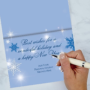 Colorful Images Blue Display Personalized Christmas Cards with Matching Envelope Seals (Set of 24)