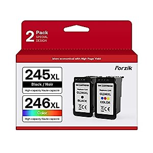Forzik 245XL 246XL Ink Cartridge for Canon PG-245XL CL-246XL, Higher Yield Compatible with Canon Pixma MX490 MX492 MG2522 TS3100 TS3122 TS3300 TS3322 TS3320 TR4500 TR4520 TR4522 MG2500 Printer
