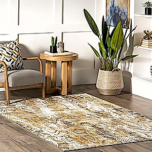 nuLOOM Aideen Modern Snake Patterned Area Rug, 8' x 10', Beige