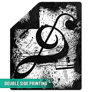 Jekeno Music Note Blanket Double Sided Print Throw Blanket Soft Comfortable for Sofa Chair Bed Office 50"x60"