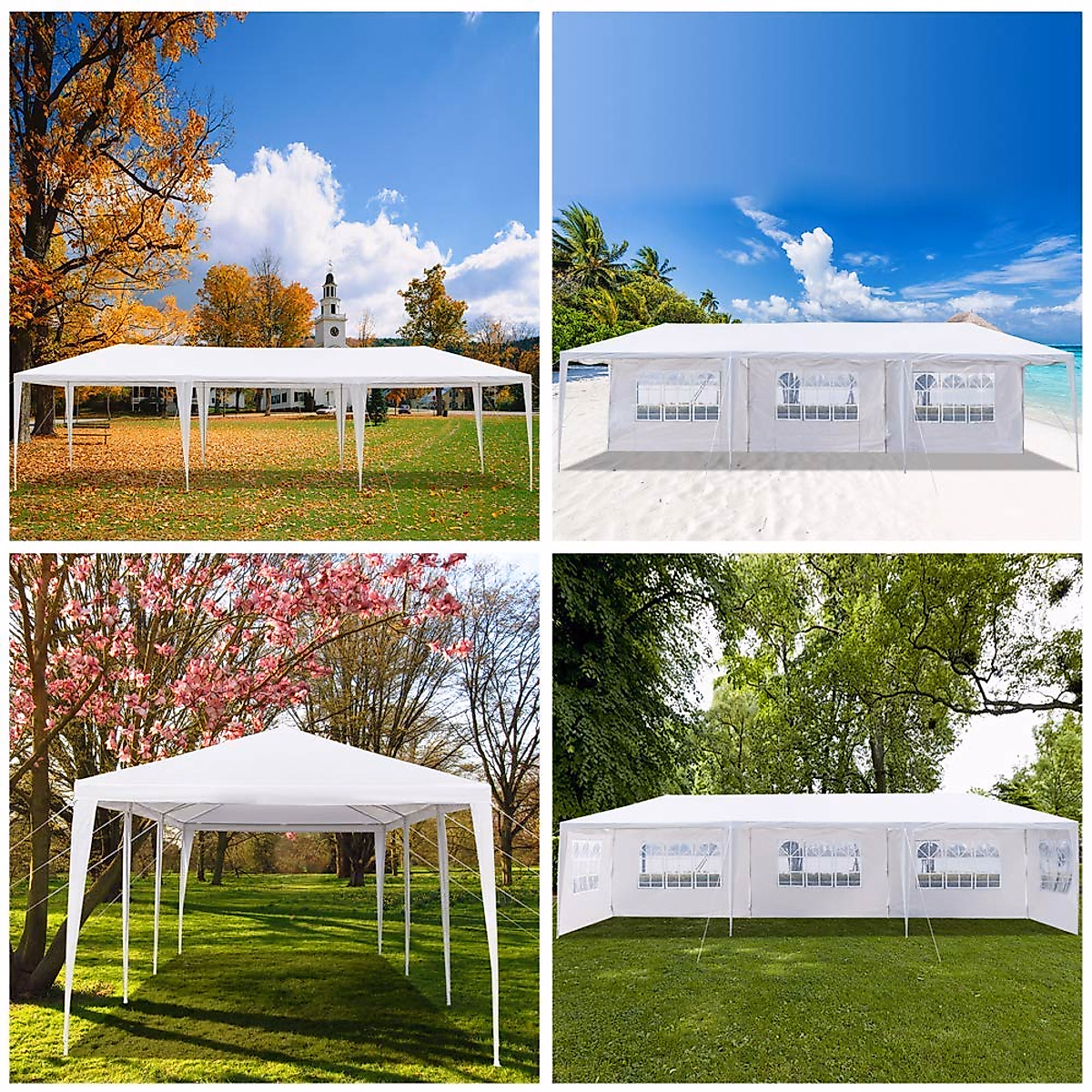 10'x30' Outdoor Canopy Party Wedding Tent,Sunshade Shelter,Outdoor Gazebo Pavilion with Removable Sidewalls Easy Set Gazebo BBQ Pavilion Canopy Cater Events (White/ 8 Removable Sidewalls)
