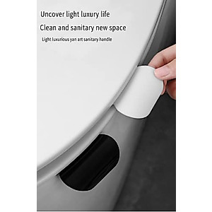 PAOBTEIY 2 PCS Toilet Lid Lifter, Toilet Seat Lifter Toilet Seat Handle Lifter Toilet Cover Lifter,Avoid Touching Toilet Cover Handle Bathroom Accessories for Home, Office, Hotel, White/Black (1)