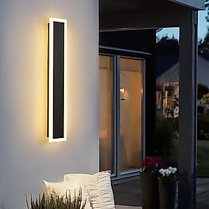 YAOWSZM Outdoor Wall Light LED Modern Outdoor Lights 12W Black Exterior Light Fixture 23.6in Acrylic Outdoor Sconce Lights IP65 for Porch Patio Garage Garden