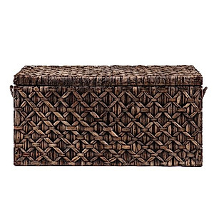 Southern Enterprises Water Hyacinth Diamond Weave Storage Trunk, Blackwashed Finish