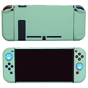 Dockable Case for Nintendo Switch - COMCOOL 3 in 1 Protective Cover Case for Nintendo Switch and Joy-Con Controller with Screen Protector and Thumb grips - Tea Green