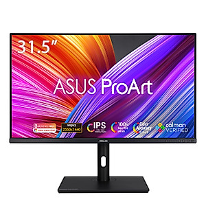 ASUS ProArt Display 31.5” 1440P Monitor (PA328QV) – IPS, QHD (2560 x 1440), 100% sRGB, 100% Rec.709, Color Accuracy ΔE < 2, Calman Verified, DisplayPort, HDMI, USB Hub, Height Adjustable (Renewed)