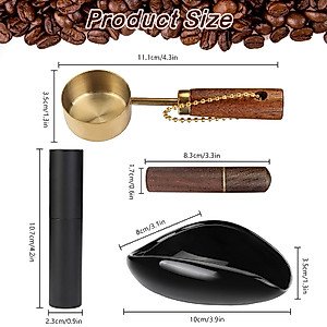 FWUNYVN 4Pcs Coffee Bean Dosing Cup, Spray Bottle, Spoon and Stirrer Tool Set, Coffee Bar Accessories Ceramic Espresso Dosing Funnel Spray Bottle for Reducing Coffee Static, Coffee Lover Gift (Black)