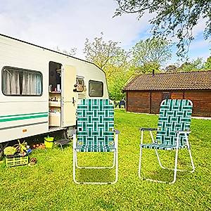 AFFAVON Folding Lawn Chairs Patio Chairs Beach Chairs 2 Packs - Lightweight, Sturdy, Comfortable, Portable, and Stylish Webbed Camping Chairs for Yard, Garden (Light Green)