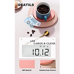 YRY Pink Kitchen Scale - Large LCD Display, Tare Function, 11 lbs(5kg) Capacity, 0.03 oz.(1g) Precise Graduation, ML and Oz Unit for Liquids and Solids - Ideal Food Scale for Baking & Cooking (5kg/1g)