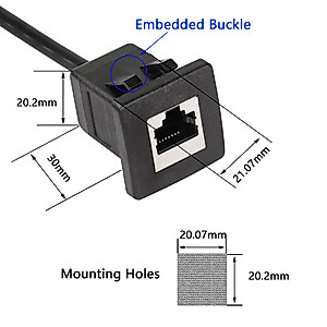 CERRXIAN RJ45 Male to Female LAN Ethernet Network Cat 5e Panel Mount Cable (Black)(2m)