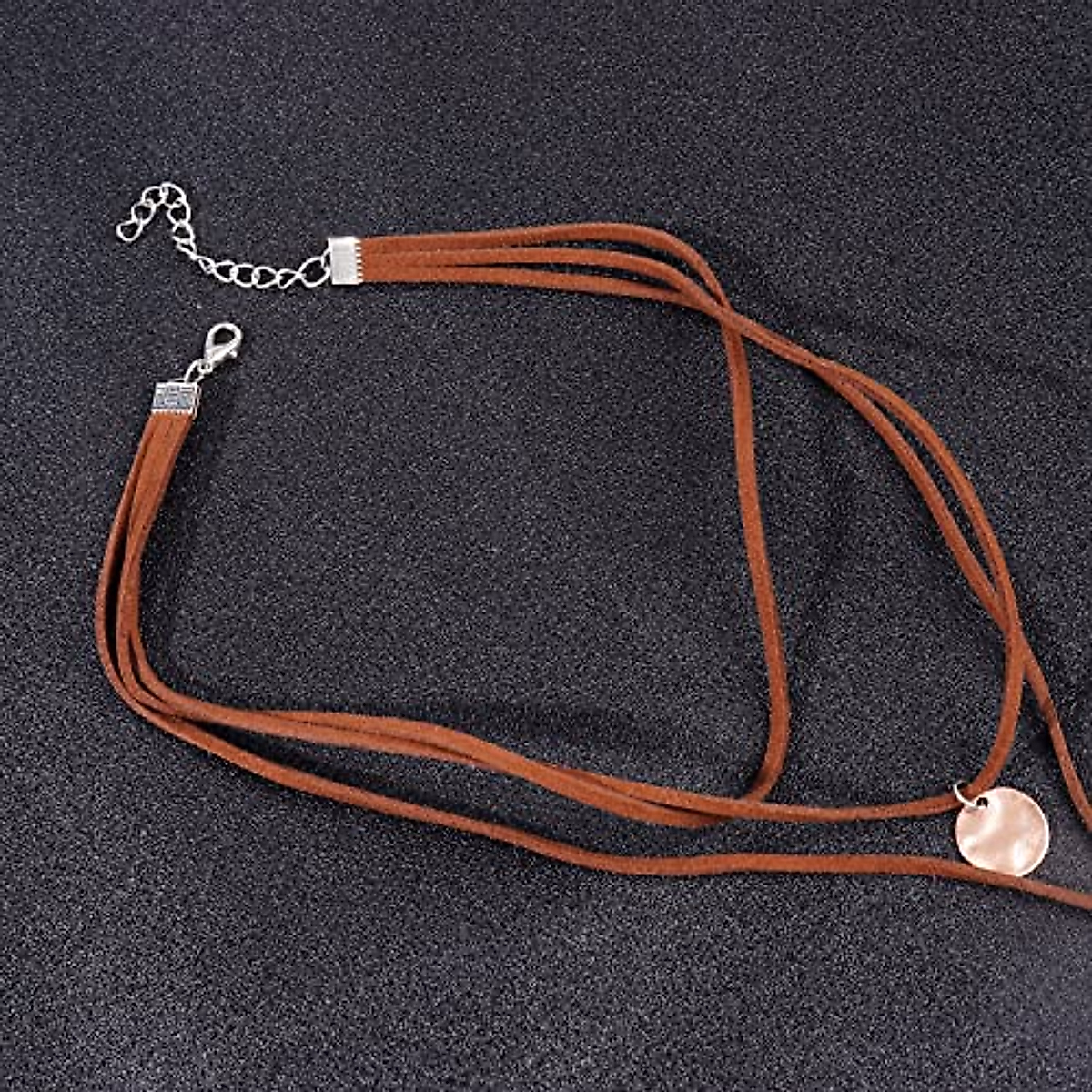 Boho Necklaces for Women Country Concert Outfits Black Choker Necklaces Trendy Long Necklaces Western Bohemian Jewelry Brown Suede Wrap Leather Necklace Halloween Renaissance Costume Women 2024