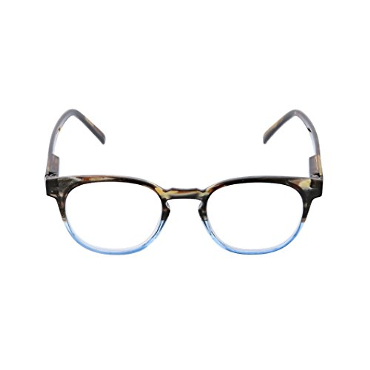 Peepers by PeeperSpecs Dynomite Round Light Blocking Reading Glasses, Blue/Brown, 47 + 1.5