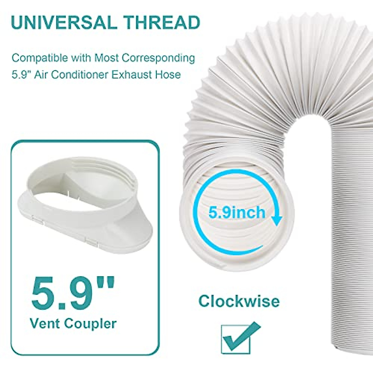 Portable Air Conditioner Window Vent Kit with Coupler, Adjustable Vertical or Horizontal Window Sliding Seal Plates for AC Unit, Suitable for 5.9 inches Exhaust Hose