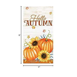 Hello Autumn Pumpkin Harvest Guest Towels - 32CT | (2 packs of 16CT) Decorative Paper Napkins Fingertip Hand Towels | Fall Thanksgiving Friendsgiving Table Decor