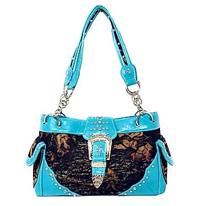 GoCowgirl Western Belt Buckle Purse Camouflage Camo Handbag (blue)