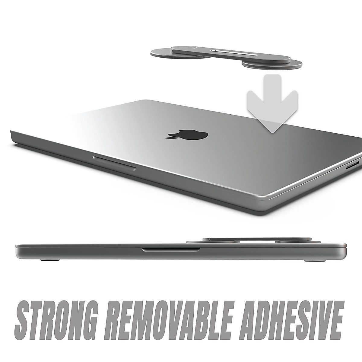 ICONIT Magnetic Laptop Mount, Slim Portable Magnetic Phone Holder Swivels 180 for Laptops and Monitors, Fits iPhone 14/13/12 Plus and Max, Gray