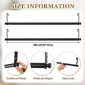 Threehoney 2 Pack 36" Garment Hanger Bar for Industrial Shelving Wire Closet Shelving Garment Rod Clothes Rod Wire Shelving Accessories, Black