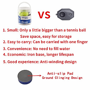 flybomb Portable Tennis Trainer 2.05LB Weight Heavy Iron Base Tennis Training Tool Exercise Tenis Ball Sports Self-Study,3 Replacement Rebound Balls+Wristband+Overgrip+Ring+Damper