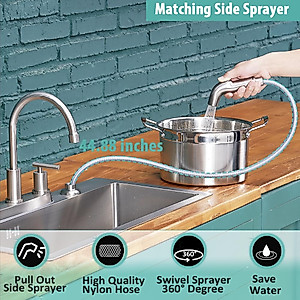 Kitchen Faucet with Sprayer, Brushed Nickel Kitchen Sink Faucet, 3 or 4 Hole RV Faucet for Kitchen Sink, Stainless Steel Touch Kitchen Faucet with Side Sprayer, TDLKF024L