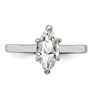 925 Sterling Silver Solitaire Marquise Cubic Zirconia CZ Engagement Ring Size 6