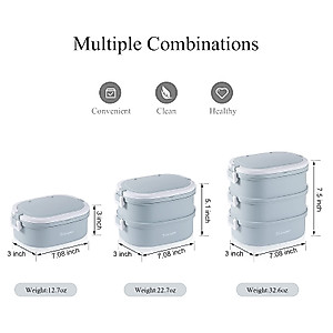 Slaipo Bento Box Adult Lunch Box, Lunch Box for Men Women with Insulated Lunch Bag, Stainless Steel Salad Lunch Containers, Stackable Leakproof Lunch Kit(Blue)