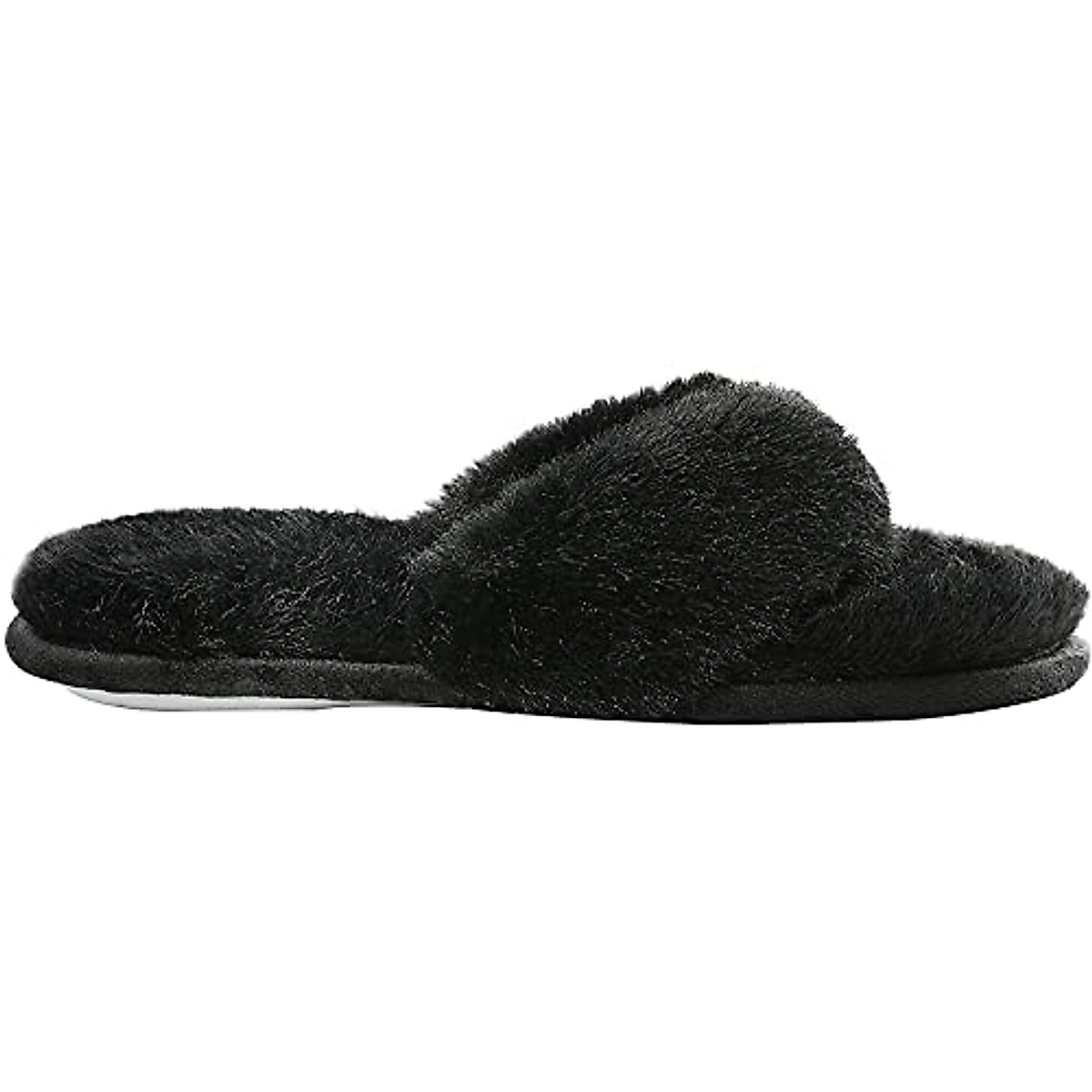DREAM PAIRS Women's Black House Fluffy Fuzzy Memory Foam Open Toe Flip Flop Slip On Indoor Slippers Size 11-12M US Spa-03