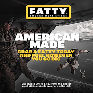 American Made Sweetwood Smokehouse FATTY Meat Sticks, Grass-Fed Beef, High Protein Snack, Camping, Sports, Road Trip, Low Carb, Gluten Free, MSG Nitrate Original Flavor, 2 Ounce (Pack of 10)